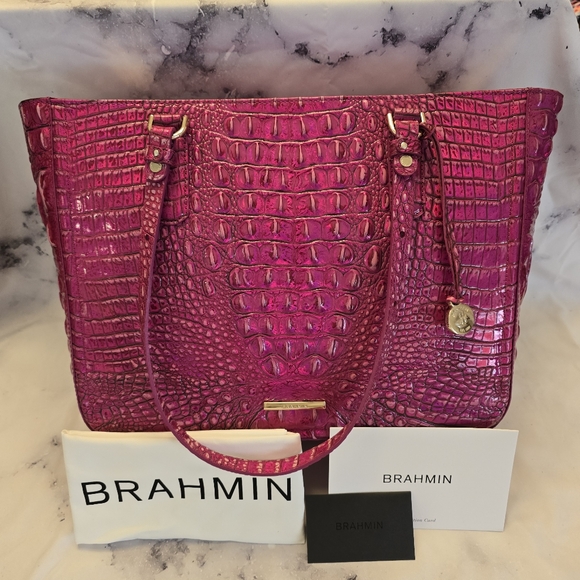 Brahmin | Bags | Nwt Brahmin Ashlee Large Tote Bag In Potion Pink ...